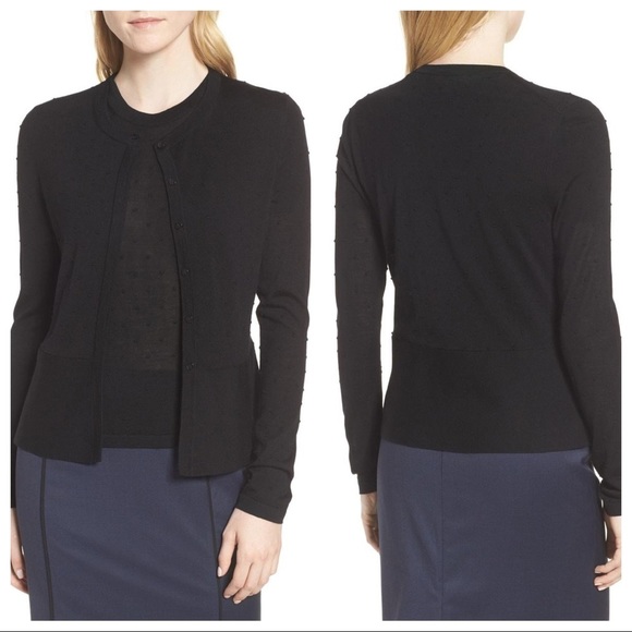 Hugo Boss | Sweaters | Hugo Boss Faithe Wool Textured Dot Cardigan ...